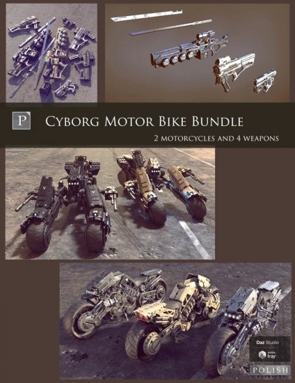 Cyborg Motor Bike Bundle › daz studio